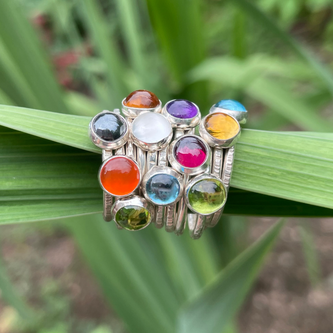 Gemstone Stacking Rings- sterling silver 6mm gemstone stacking rings ...